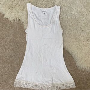 GAP | Tops | Gap Body Soft Ribbed Lace Trim Cream Cami Tank Top | Poshmark